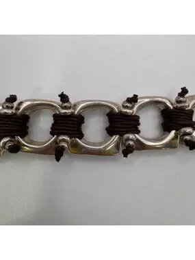UNO de 50 | Jewelry | Uno De 5 Silver Plated Link Bracelet Brown Cord ...